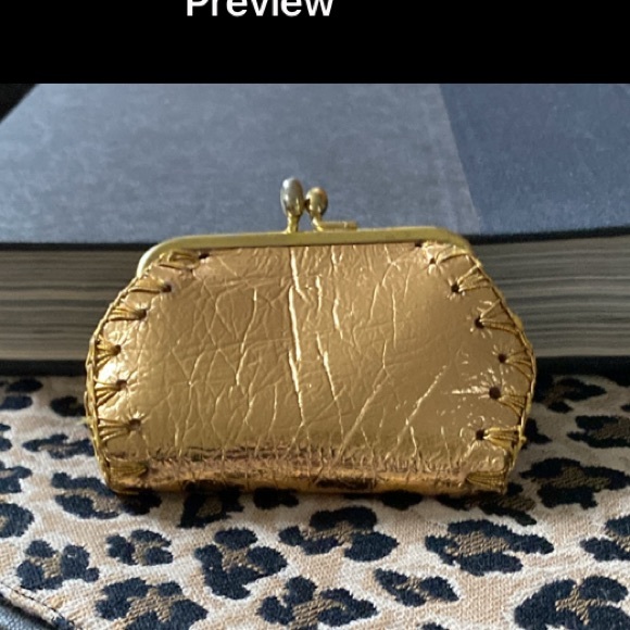 Source Unknown | Bags | Vintage 5s60s Gold Lame Kiss Clasp Coin Purse ...